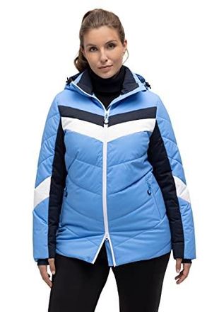 Ulla Popken Veste de Ski Fonctionnelle r&eacute;tro imperm&eacute;able, P&eacute;trole Pastel, 52-54 Femme