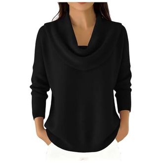 Generic Pull léger à col bénitier pour femme - Couleur unie - Manches longues - Pull en tricot - Pull dhiver décontracté, Tempérament 10, 3XL