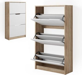 Vicco Schuhkipper Luca, Weiß/Sonoma, 59 x 105 cm 3 Fächer