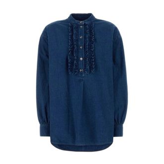 Valentino Garavani R&uuml;schen Denim Hemd - - Blouses & Shirts - Damen - Blau - S