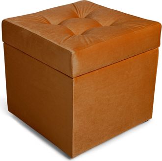 MG Design Polsterhocker 45 x 45 cm Orange mit Stauraum (ca. 50 L), belastbar bis 300 kg, sofort einsatzbereit & pflegeleicht - für Wohnzimmer, Schlafzimmer & Fl