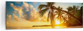 Arttor Panorama Bilder auf Leinwand 160x50cm Leinwandbild Meer Strand Palme Groß XXL Wanddeko Bild Schlafzimmer Küche Wandbilder Dekoration Wohnzimmer Wall D