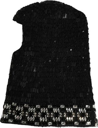 Dolce & Gabbana Femme, Accessoires, Noir, Taille: ONE Size Balaclava Orn&eacute;e de Sequins
