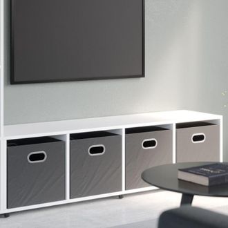 Vicco Meuble de rangement cube Ludus, Blanc, 142.5 x 36.2 cm avec 2 bo&icirc;tes pliantes Vicco