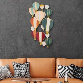 Hanah Home Hand-Painted Decorative Metal Wall Accessory, 105 x 53 cm | 100% Metal (1.5 mm) | Unique Art Piece for Home Decor, Elegant & Versatile Design
