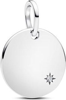 Pandora Moments 394012C01 Pendentif personnalisable avec diamant cultivé en laboratoire 0,012 ct TW en argent sterling et zircone