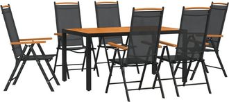 Generic Gartenm&ouml;bel 5-TLG. Gartengarnitur, Sitzgruppe, Gartenset, Sitzgarnitur, Gartentisch, Gartenstuhl, Tisch, St&uuml;hle, Esstisch, Aluminium(Schwarz) (150 cm 