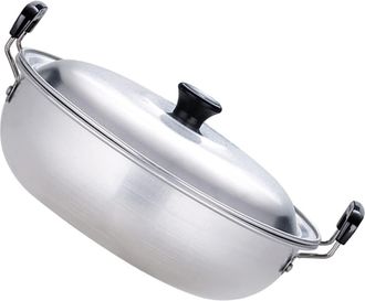 Cabilock Ramen Topf Aus Dickem Aluminium Mit Duplexgriff 22cm Schnell Aufheizender Nudelkochtopf Mit Deckel F&uuml;r Gasherde Glatte Kanten Praktischer Kleiner Koch