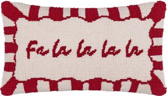 furn. Candy FA La La Kissenbezug - getufteter, festlicher, dekorativer Weihnachtsbezug mit Strukturiertem Slogan und Rand in Zuckerstangen-Optik (Rot/Weiß -