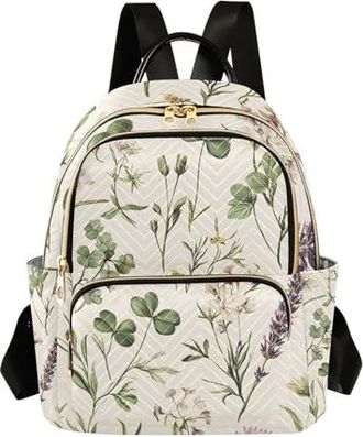 Mnsruu Mini sac à dos pour femme, motif trèfle, lavande, vintage, petit sac à dos tendance pour femme, sac à dos décontracté, Multi1242, S