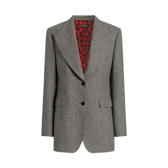 Dolce & Gabbana Femme, Vestes, Gris, Taille: 38 FR Veste en tweed raschel &agrave; carreaux