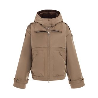 Urban Code Femme, Vestes, Brun, Taille: 38 FR Parka corta capucha desmontable