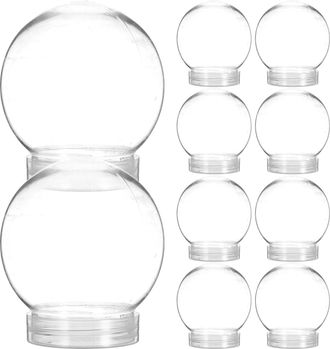 Angoily 10Er-Packung Schneekugelgl&auml;ser Aus Kunststoff Durchsichtige Aus Kunststoff Mit Abschraubbarem Deckel 3 X 3 4 Zoll Leeres DIY-Wasserglas F&uuml;r Heimwerker