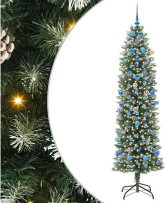 vidaXL K&uuml;nstlicher schlanker Weihnachtsbaum Gr&uuml;n und Wei&szlig; 210 cm vidaXL