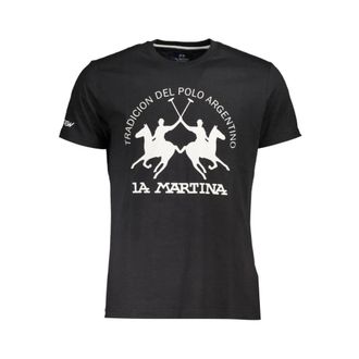 La Martina Schwarzes Baumwoll Herren T-Shirt - - Tops - Herren - Schwarzk - M