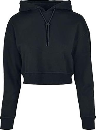 Urban Classics Ladies Short Terry Hoody Sweatshirt à Capuche, Noir, M Femme