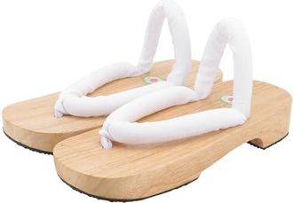 Supvox Sandales en Bois et Caoutchouc Plates Antid&eacute;rapantes pour Femmes Taille 37 Semelle Blanche en Caoutchouc Sabots D&Eacute;t&eacute; Confortables et Respirants pour U