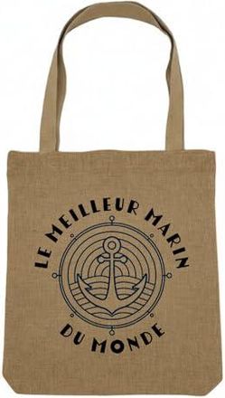 Fabulous Sac Shopping Tote Bag Aspect Lin - Le Meilleur Marin du Monde Marine Bateau Marchand Mer Navigation - Sac de Courses Toile Epaisse 360g Beige Naturel 