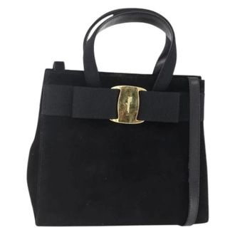 Ferragamo Sac &agrave; main en daim Pre-owned - Femme - Pre-owned - Noir - Taille: ONE Size