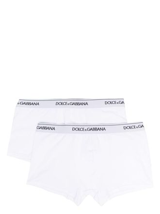Dolce & Gabbana boxers en coton &agrave; taille logo (lot de deux) - Blanc