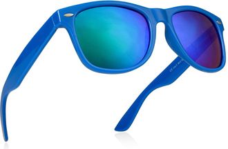 Miobo Retro Sonnenbrille, verspiegelt, Nerd-Design, Unisex, Club-Stil, UV400