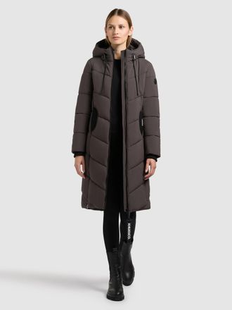 Khujo Steppmantel KHUJO ARIBAY6 LIGHT, Damen, Gr. XL, grau (graphite grau), 100% Polyester, unifarben, eingesetzt Rippstrickb&uuml;ndchen mit Windstopper, M&auml;ntel