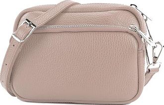 modamoda.de T231 - ital. Sac bandoulière petit petit en cuir, Rose beige clair, Small