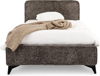 IDIMEX Lit simple leverda 90 x 190 cm, revêtement en tissu - Gris