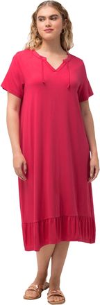 Ulla Popken Damen Jersey-Midikleid Kleid, Rot, 54-56