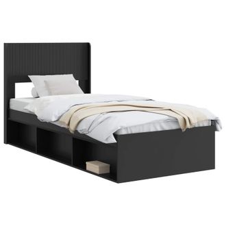 vidaXL Struttura Del Letto Con Stoccaggio E Testata Nero 75 X 190 Cm Vidaxl