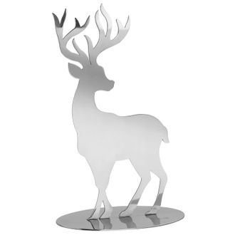 Fink silberner Deko Hirsch 8 cm aus Edelstahl Dekofigur zum Aufstellen