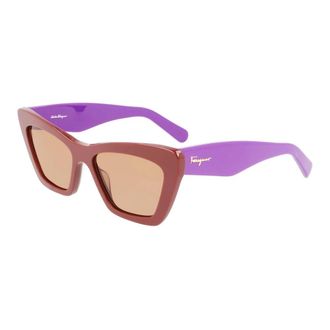 Ferragamo Stylische Sonnenbrille in Dunkelbraun Violett - - Accessories - Damen - Lila - 55 MM