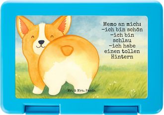 Mr. & Mrs. Panda Aufbewahrungsbox Corgi Po Design - Geschenk, Bento Box, Positiv, Brotdose, Hund, Spruch, Brotbox, Brotbeh&auml;lter, Corgie, Spr&uuml;che, Frischhaltedose