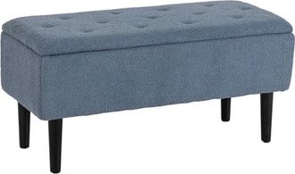 HOMCOM Sitzbank mit Stauraum Polsterbank mit Samtoptik, Klappdeckel, Sitztruhe mit Holzbeine, Truhenbank Bettbank f&uuml;r Wohnzimmer Schlafzimmer Flur 95 x 38 x 