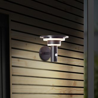 Lightbox LED Außen Wandlampe mit Solar & Bewegungsmelder - moderne Outdoor Wandleuchte - für den Hauseingang - 19 x 21 x 21 cm - 3 W, 430 lm, 3000 K - aus Edel