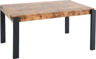 Hhg Neuwertig] Esstisch HHG 698, Tisch K&uuml;chentisch Esszimmertisch, Industrial Metall 140x80cm dunkle Wildeiche