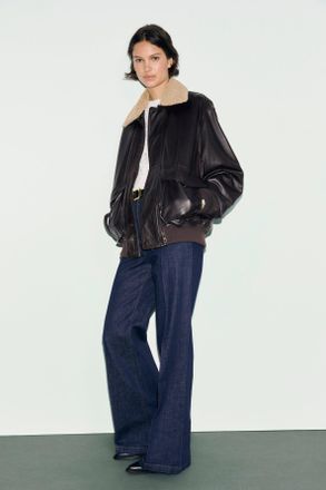 Gerard Darel Blouson aviateur en cuir et col en fourrure - PIPPA - Marron