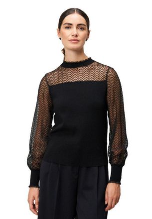 Zero Strickpullover Damen mit transparenten &Auml;rmeln (1-tlg) Spitze