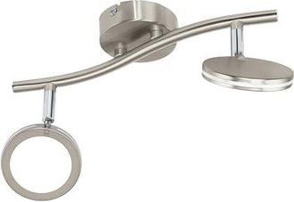 Eglo LED Deckenlampe Karystos, Deckenstrahler, Stahl in nickel-matt, chrom, Kunststoff in weiss warmwei&szlig;