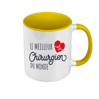 Fabulous Tasse in Premium-Qualit&auml;t, Gelb - Der beste Chirurg der Welt Doktor Krankenhaus - Tasse mit Henkel und farbigem Innenfutter