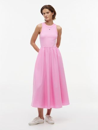 Tommy Jeans Schmal geschnittenes, &auml;rmelloses Maxikleid aus Popeline in Rosa