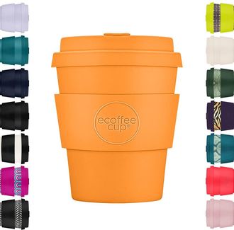 Ecoffee Cup 8oz 240ml Wiederverwendbare umweltfreundliche 100% pflanzliche Kaffeetasse mit Silikondeckel und Hülle - Melaminfreie und biologisch abbaubare Reiseta
