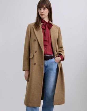 Scalpers Manteau long &agrave; &eacute;paulettes - Camel-Neutre