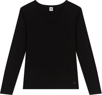 Petit Bateau A0BFV Langärmeliges T-Shirt Damen Schwarz XXL