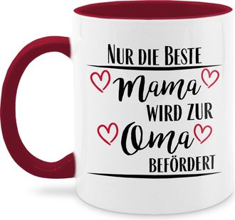 Shirtracer Tasse Tassen 325ml - Gro&szlig;mutter - Beste Mama wird zur Oma bef&ouml;rdert - Schwangerschaft verk&uuml;nden Omi - 325 ml - Bordeauxrot - geschenk oma-tasse f&uuml;r om