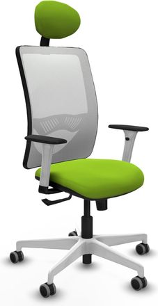 Piqueras y Crespo B&uuml;rostuhl Zulema mit schwarzen und wei&szlig;en Armlehnen, h&ouml;henverstellbare Lendenwirbelst&uuml;tze und festes Kopfteil, ausgestattet mit 3 Positionen, Wei&szlig;/Pis