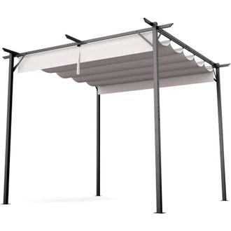 Blumfeldt Blumfeldt Pantheon Robust Pergola : solide pavillon de jardin 3x3 m, &eacute;tanche & r&eacute;sistant &agrave; lhiver, avec stores, cadre en acier thermolaqu&eacute; & toit en