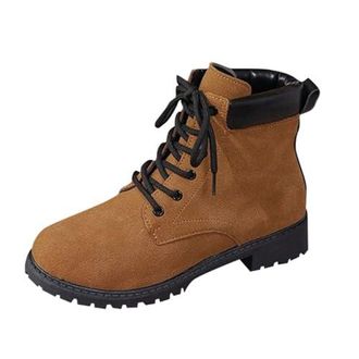 Generic Bottes &agrave; lacets pour femme - Talon bas - &Eacute;l&eacute;gantes - Couleur unie - Polyvalentes - Antid&eacute;rapantes - Classiques - D&eacute;contract&eacute;es - Confortables - Pour l