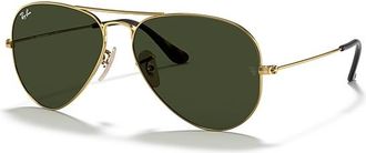 Ray-Ban Aviator Havana Collection Sonnenbrillen Arista Gold Fassung Grün Glas 62-14