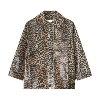 Ganni Jacke aus Leopard-Nylon - - Jackets - Damen - Braun - 2XS/XS